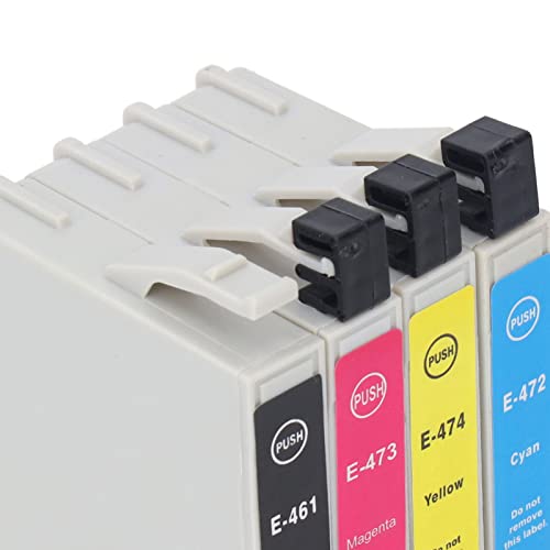 4PCS Ink Cartridge Colorfast Large Capacity BK C M Y Printer Ink Cartridge Combo Pack ABS Material for Printer Printing Documents (T0461/T0472/T0473/T0474)