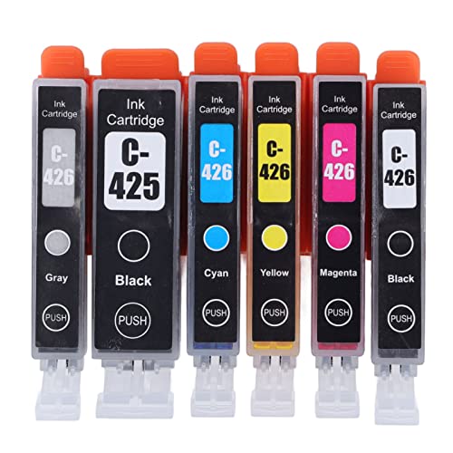 Fafeicy Inkjet Cartridge Replacement ABS Housing Ink Cartridge Accessories Multi Colors for PIXMA Hospital School Government (BK BK C M Y GY 6 Colors)