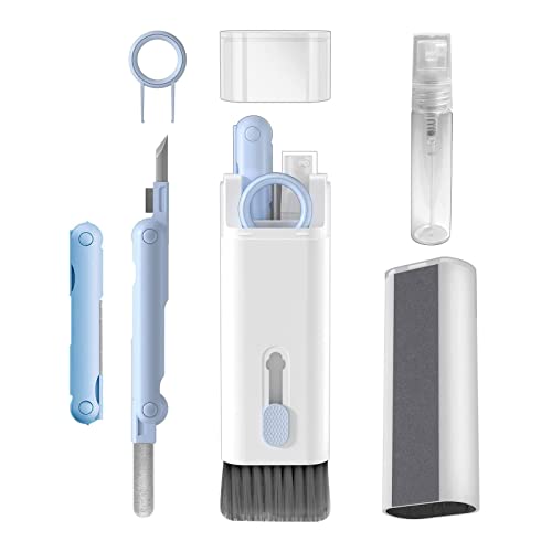 7-in-1 Airpod Cleaner Kit - Laptop Cleaner - Keyboard Cleaner kit, Portable Multifunctional Cleaning Tool for PC Monitor/Earbud/Cell Phone/Laptop/Computer/Bluetooth Earphones (Blue)