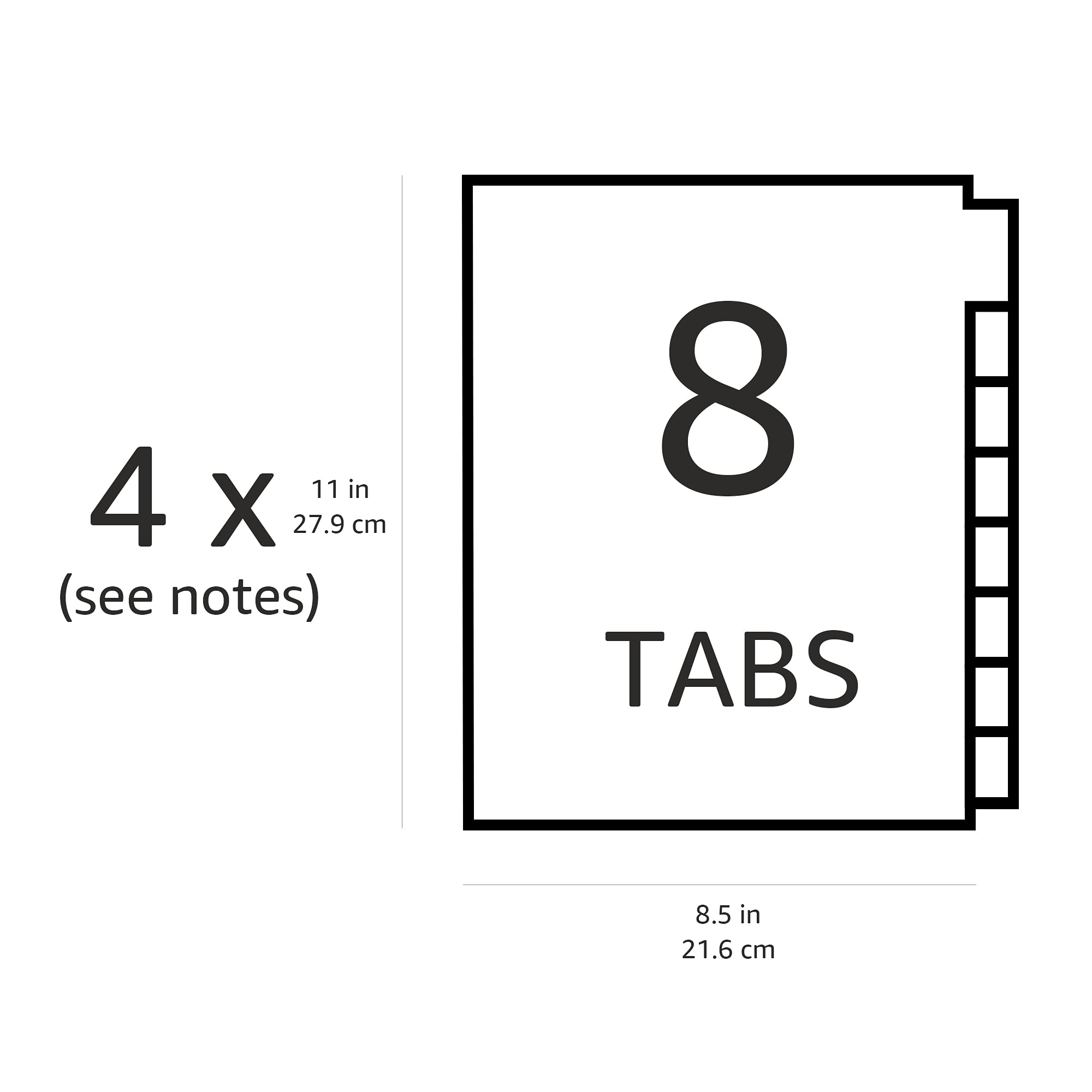 Amazon Basics 8-Tab Binder Divider, White Label Dividers with Easy Peel, 1-Pack