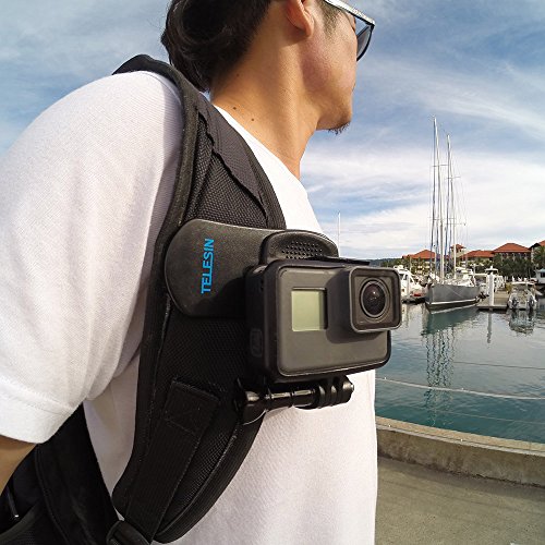 TELESIN Backpack Clip 360 Rotation Shoulder Bag Belt Strap Mount Body Mounting Attachment Holder for GoPro Mini Go Pro Max Hero 11 10 9 8 7 6 5 Insta360 X2 X3 DJI Action AKASO Accessories