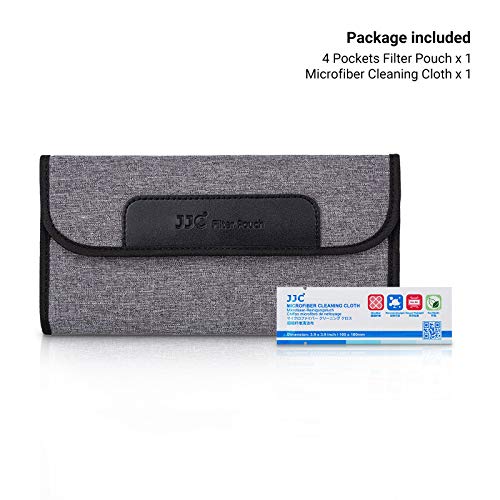 4 Pockets Lens Filter Case for Filter Up to 82mm (37mm 40.5mm 43mm 46mm 49mm 52mm 55mm 58mm 62mm 67mm 72mm 77mm),Foldout Filter Pouch with Microfiber Cleaning Cloth,Photography Filter Holder Bag