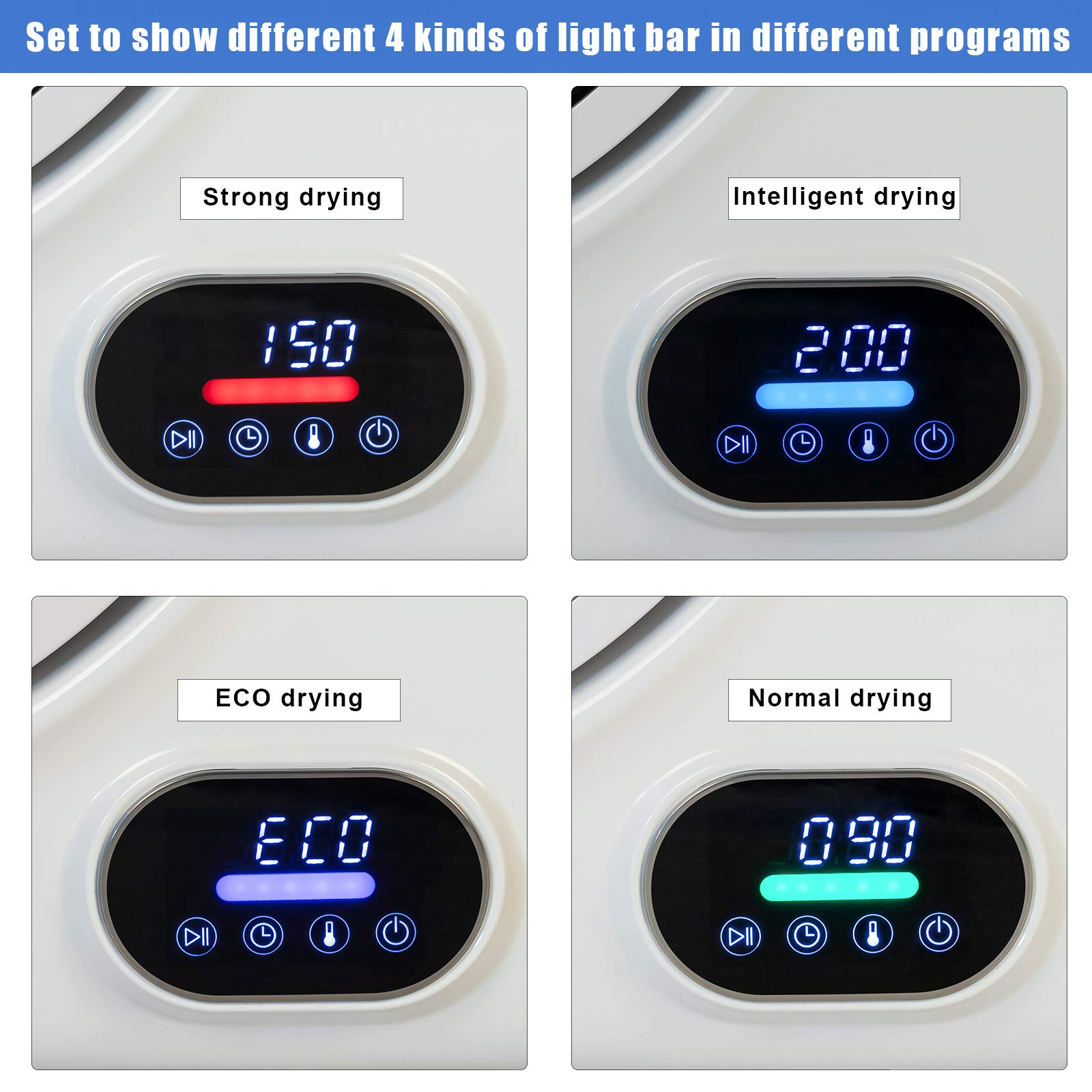 Winado Compact Laundry Dryer 9lbs Capacity, 2.6 cu.ft Portable Clothes Dryer, Front Load Dryer w/LED Control Screen, Stainless Steel Drum for Apartment Home Dorm 110V 1400W
