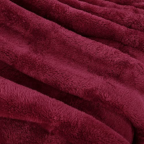 Berkshire Blanket Extra-Fluffy Throw | Soft Fluffy Ultra Plush Solid Throw | Wine | 55" x 70"