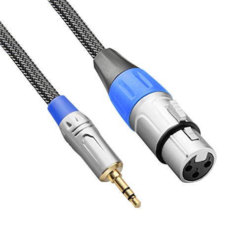 tisino XLR to 3.5mm Microphone Cable, XLR Female to 1/8 inch Mic Cord for Camcorders, DSLR Cameras, Computer Recording Device, and More - 10 feet