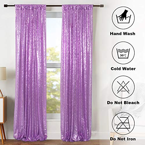 Sequin Curtains 2 Panels Lavender 2FTx8FT Sequin Photo Backdrop Sequin Backdrop Curtain Pack of 2-1011E