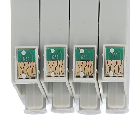 4PCS Ink Cartridge Colorfast Large Capacity BK C M Y Printer Ink Cartridge Combo Pack ABS Material for Printer Printing Documents (T0631/T0632/T0633/T0634)