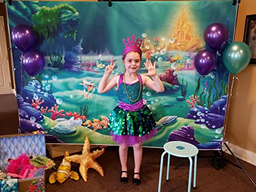 Mocsicka Mermaid Backdrop Under Sea Castle Photography Background 7x5ft Vinyl Child Kids Baby Birthday Party Decoration Backdrops