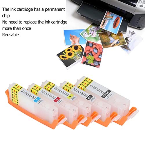 FTVOGUE 5Pcs Ink Cartridge PGBK BK C M Y Smoothly Operation Reusable Printer Ink Cartridge with Permanent Chip (680-681)