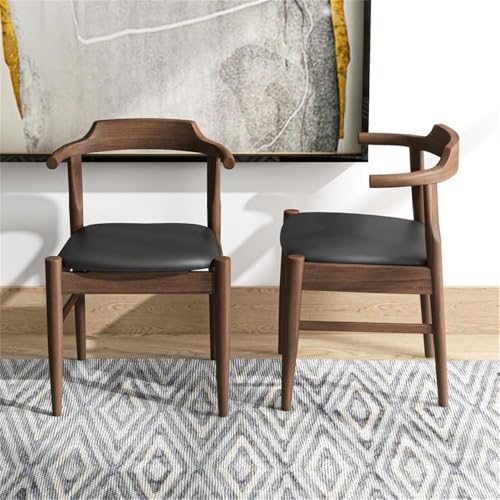 Ashcroft Furniture Co Latham Mid-Century Modern Black Faux Leather Dining Chair (Set of 2)