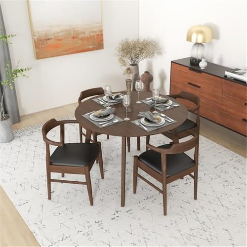 Ashcroft Furniture Co Latham Mid-Century Modern Black Faux Leather Dining Chair (Set of 2)