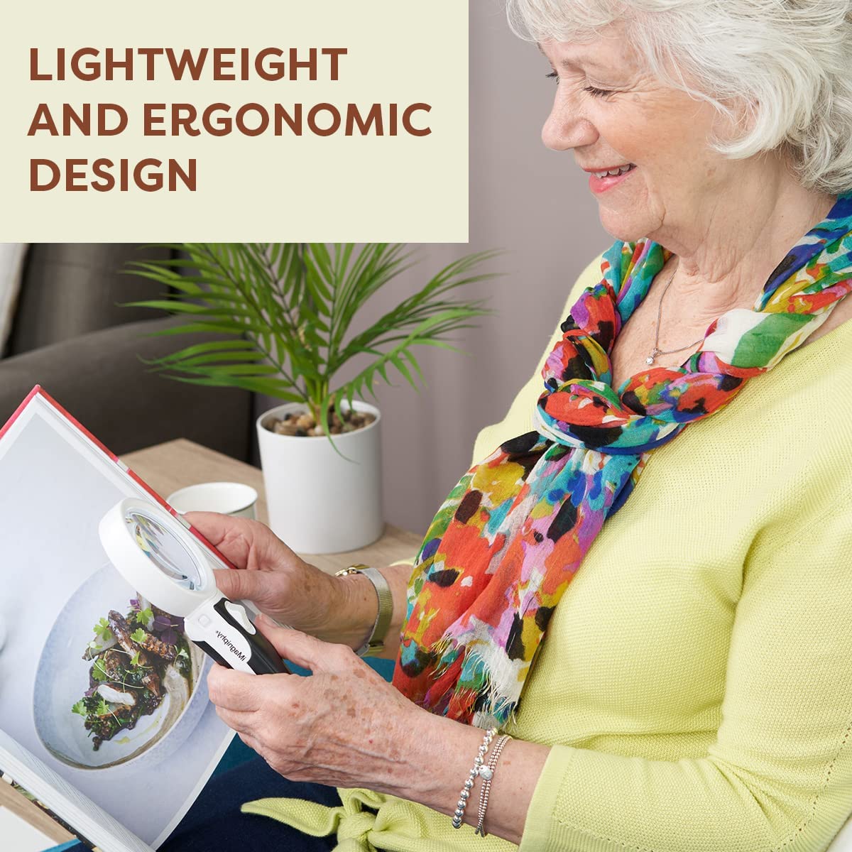iMagniphy Powerful Magnifying Glass with Light- Senior Citizen Gifts- 5X & 10X Handheld Magnifying Glass with 2 Interchangeable Lenses- Lighted Magnifier for Seniors with Macular Degeneration