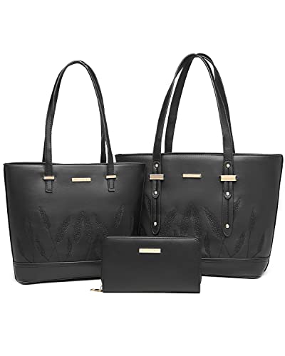 Women Fashion Handbags Tote Bag for work Shoulder Bag Top Handle Satchel gift (6602#Black)