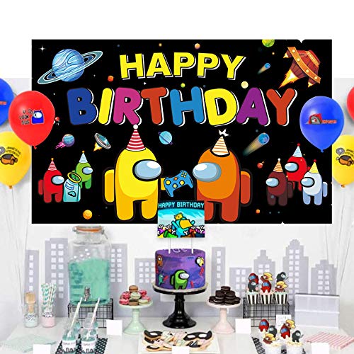 Among Us Birthday Decoration-Among Us Game Background Banner for Men Boy Kids’ Game Theme Birthday Party Decoration (5x3ft)