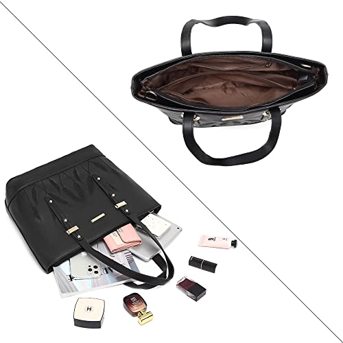 Women Fashion Handbags Tote Bag for work Shoulder Bag Top Handle Satchel gift (6602#Black)