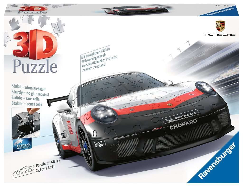 Ravensburger Porsche GT3 Cup 3D Jigsaw Puzzle for Kids Age 8 Years Up - 108 Pieces - No Glue Required