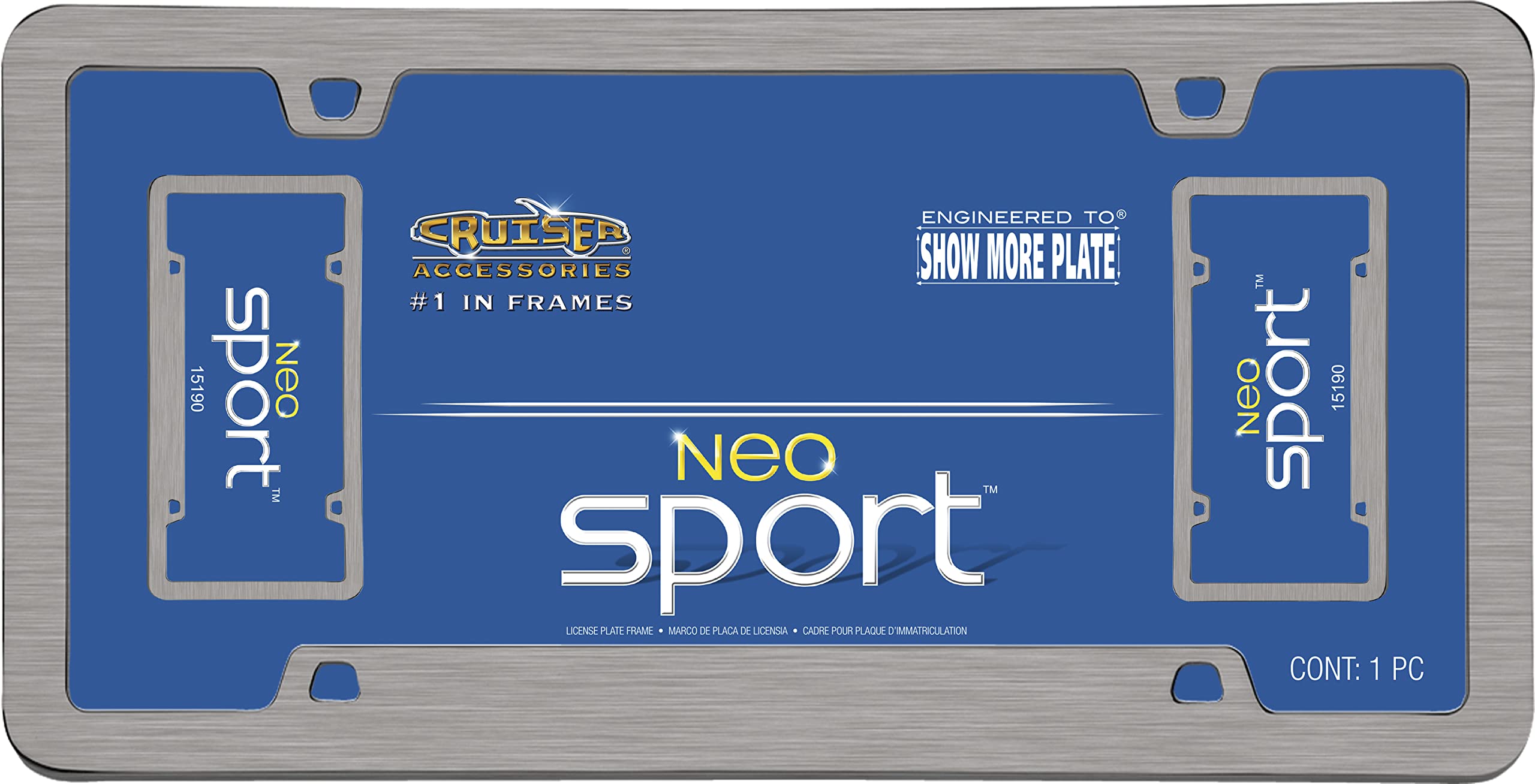 Cruiser Accessories 15190 Neo Sport License Plate Frame, Brushed Nickel