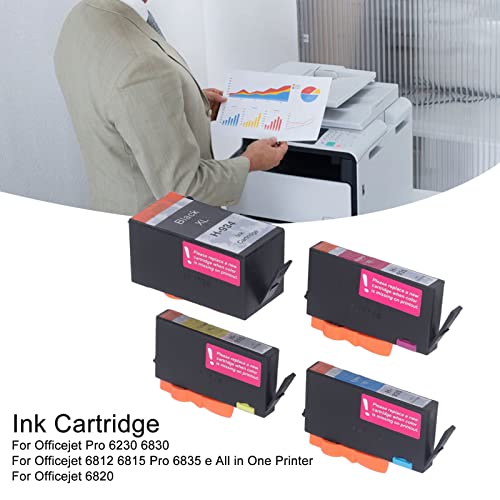 4Pcs Ink Cartridges, Refill Cartridge Replacement, with 4 Color of Black Cyan Magenta Yellow, for Print Photos, Test Papers, Documents