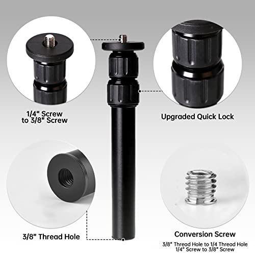 Nycetek 3 Section Tripod Extension Arm, 18" Super Sturdy Aluminium Tripod Extension Tube with 1/4β to 3/8β Screw, Tripod Extender Rod with Locking System for Tripod/DSLR Camera, Max Load 11lb