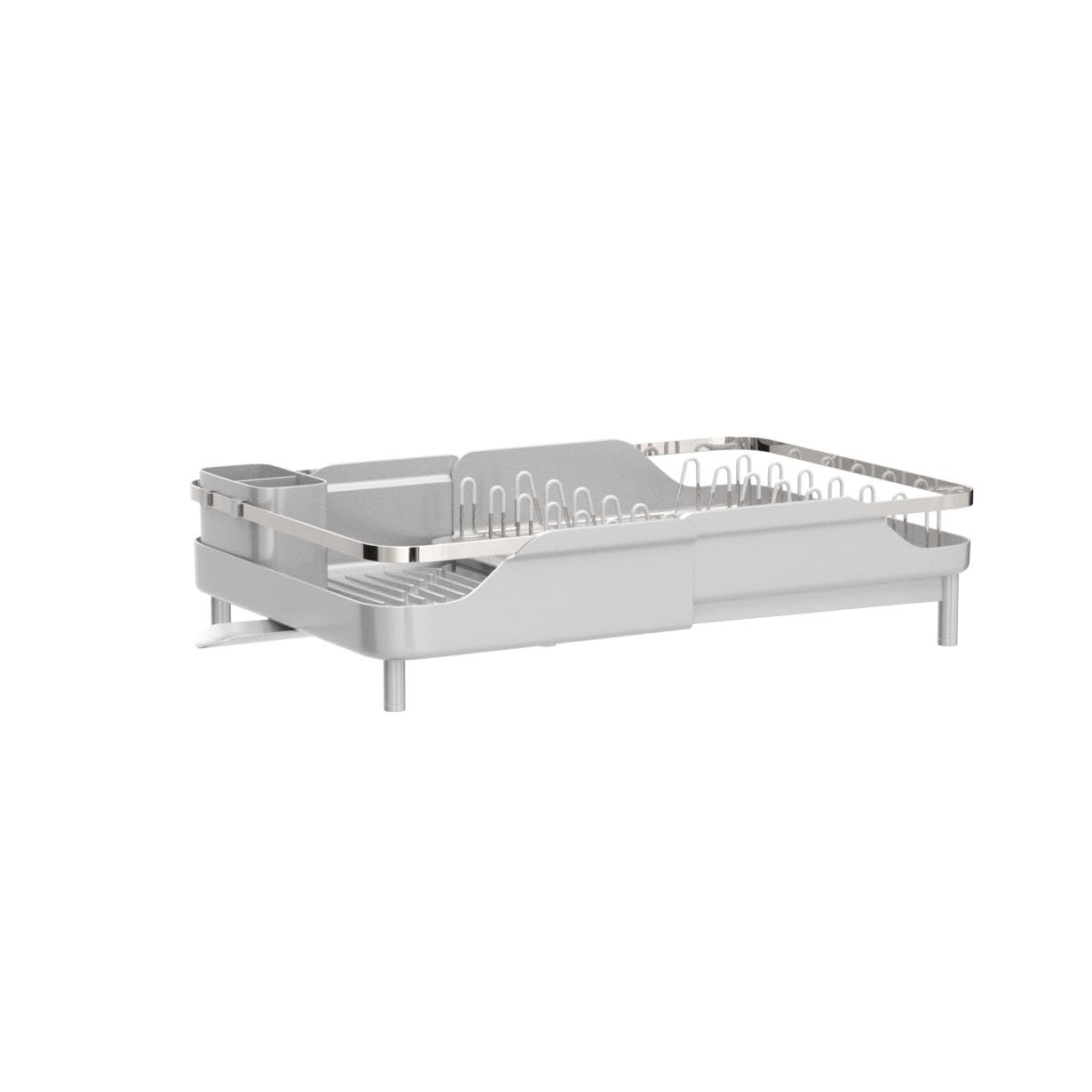 Dish Drying Rack, Stainless Steel Dish Rack and Drainaboard Set, Expandable(11.5"-19.3") Sink Dish Drainer with Cup Holder Utensil Holder for Kitchen Counter