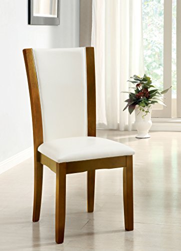Furniture of America Archie Leatherette Upholstered Dining Chair, White, Set of 2