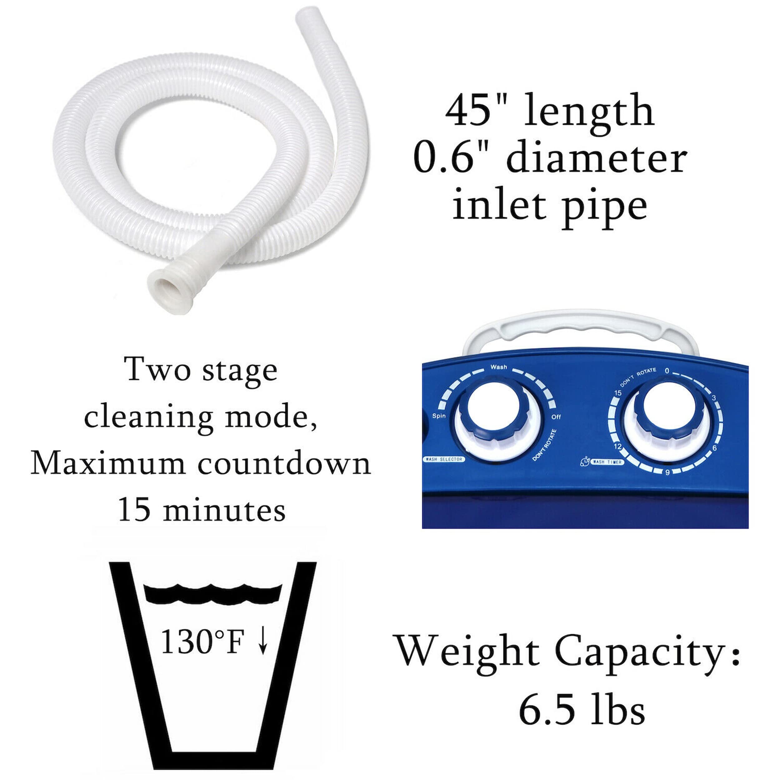 BaggySacky One-cylinder 7LB Portable Washing Machine with Spinner Timer Control and drainage for Small or Children Clothes in Apartment RV Travel Blue