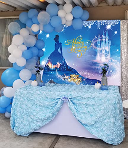 Dost Baby Blue Princess Happy Birthday Backdrop Fantasy Castle Carriage Princess Party Decoration Shiny Light Photography Backdrop(7x5FT), Dost-cy278-7x5FT