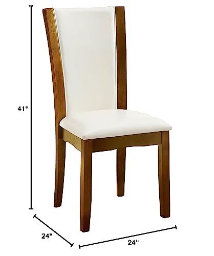 Furniture of America Archie Leatherette Upholstered Dining Chair, White, Set of 2