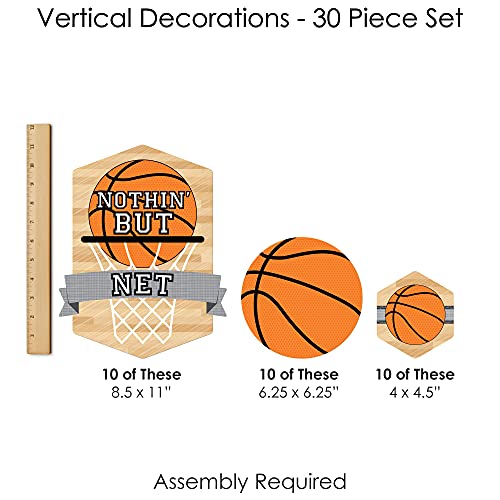Big Dot of Happiness Nothin’ but Net - Basketball - Baby Shower or Birthday Party DIY Dangler Backdrop - Hanging Vertical Decorations - 30 Pieces