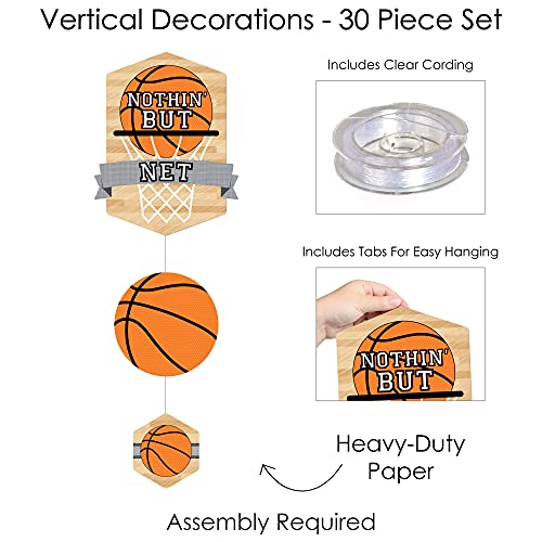 Big Dot of Happiness Nothin’ but Net - Basketball - Baby Shower or Birthday Party DIY Dangler Backdrop - Hanging Vertical Decorations - 30 Pieces