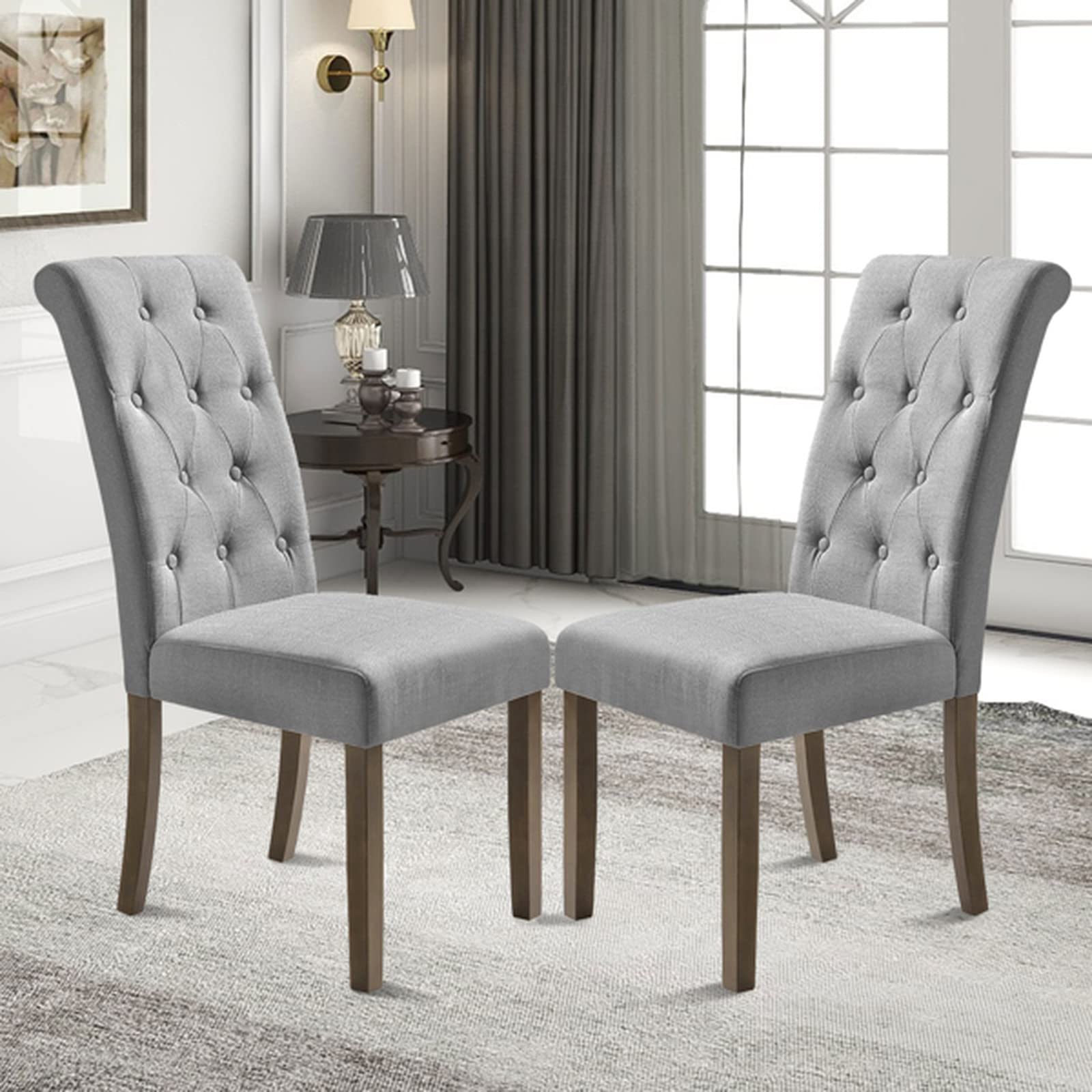 YEMELI Dining Room Chairs Aristocratic Style Dining Chair Noble and Elegant Solid Wood Tufted Dining Chair Dining Room Set (Set of 2)