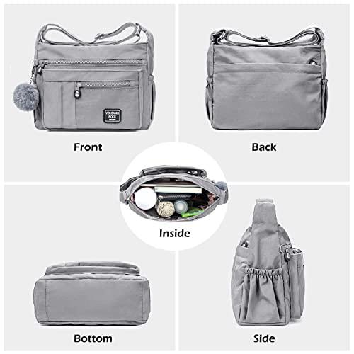 Women Shoulder Handbag RFID Roomy Crossbody Purse Multiple Pockets Bag Ladies Fashion Tote Top Handle Satchel (Silver Grey)