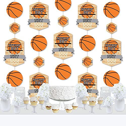 Big Dot of Happiness Nothin’ but Net - Basketball - Baby Shower or Birthday Party DIY Dangler Backdrop - Hanging Vertical Decorations - 30 Pieces