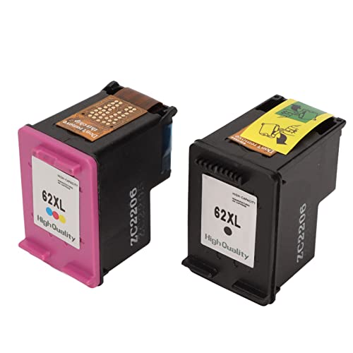 Ink Cartridges for OfficeJet, 2pcs Ink Cartridges Printer 62XL Color Black Print Cartridge Replacement for for OfficeJet 200 258 5540 5542 5640 7640 Printer