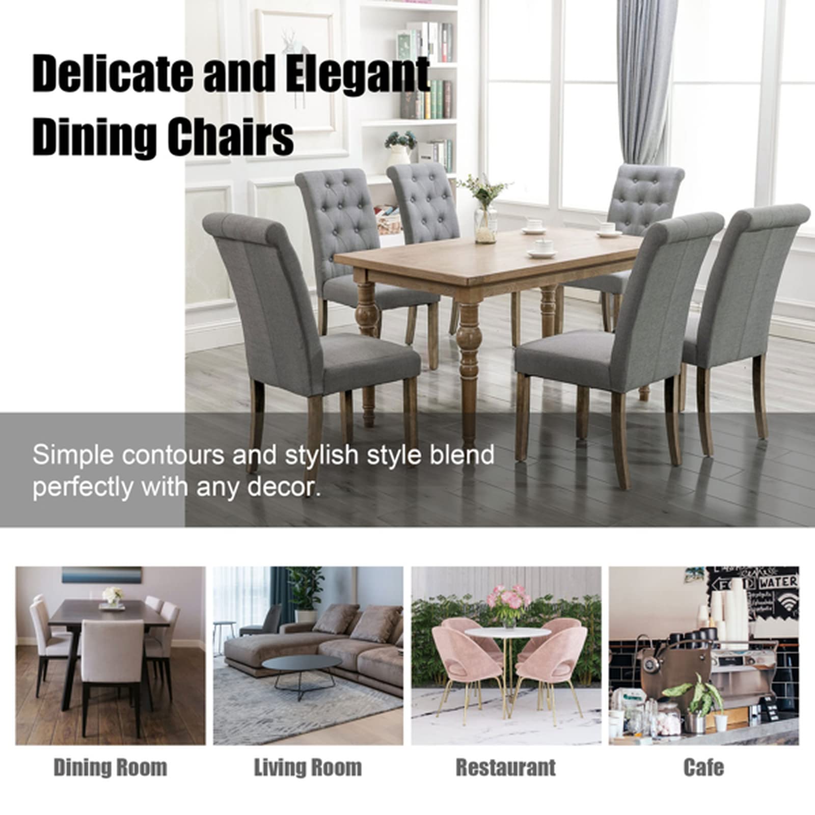 YEMELI Dining Room Chairs Aristocratic Style Dining Chair Noble and Elegant Solid Wood Tufted Dining Chair Dining Room Set (Set of 2)
