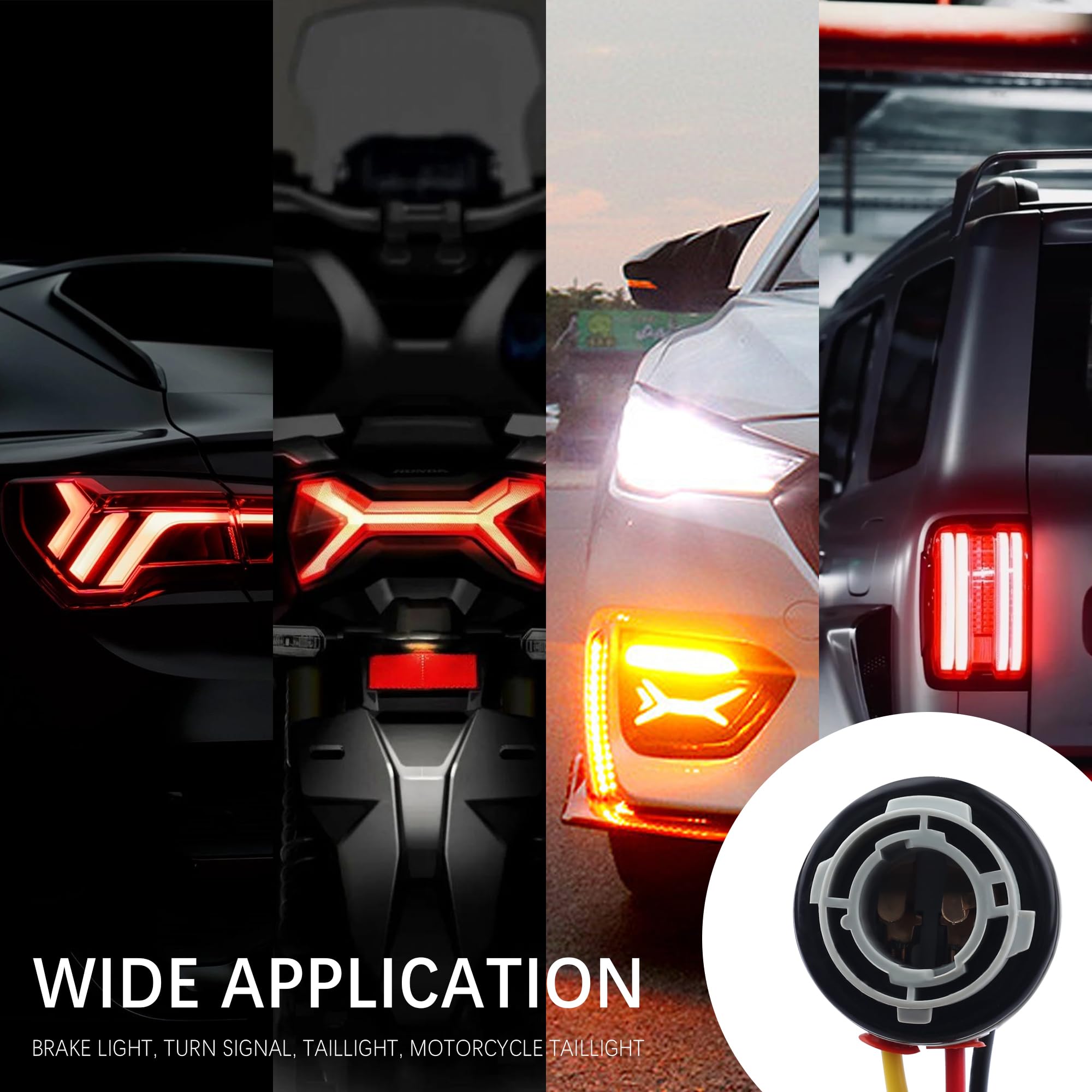 carleef 2PCS Turn Signal Socket,Multi-Functional Brake Light Socket Tail Light Socket with Wiring Harness,Professional Car Accessories 1157 Bulb Socket Fits Most Cars Trucks SUVs (1157/2PCS)
