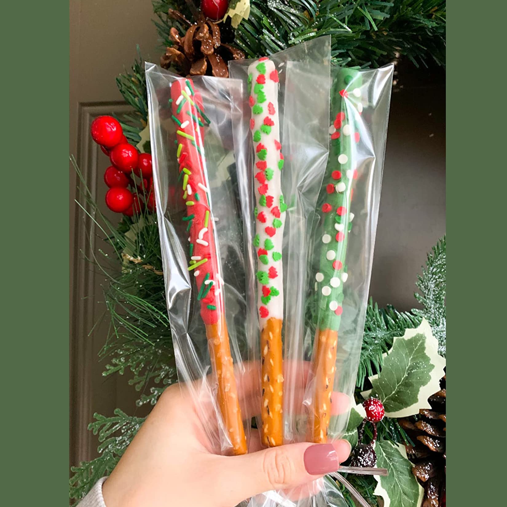Self Sealing Cellophane Bags,2x10 Inches Clear Pretzel Rod Bags, 200 Pcs Resealable Cellophane Bags Self Adhesive