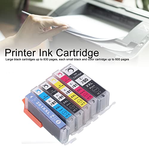 Hilitand Ink Cartridge Smoothly Ink Output Cartridge Combo Pack Cartridge for Office, Schools, Trade Building Printing Photos, Test Papers, Documents (BK BK C M Y PB)