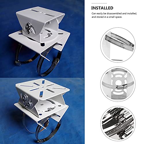 XCMY Universal Vertical Pole Mount Adapter Wall Mounting Bracket for CCTV Security Camera Ptz Dome with (2 Loops) (2 Pack)