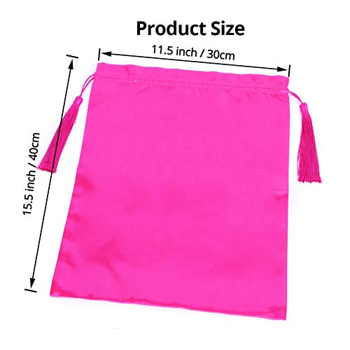 Ali Pearl Silk Satin Wig Bags, 3 Pcs Pink, Drawstring Closure, Rectangular, Elegant and Portable, Wig & Hair Extension Storage, Travel