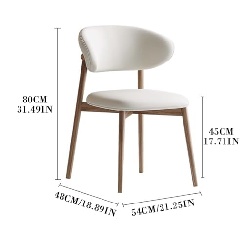 Mid Century Modern Side Dining Chair with Solid ash Wood Faux Leather Seat and Curved Backrest Low-Back Dining Chairs, Cafe Casual Home Dining Room Backrest Chairs (Color : White)