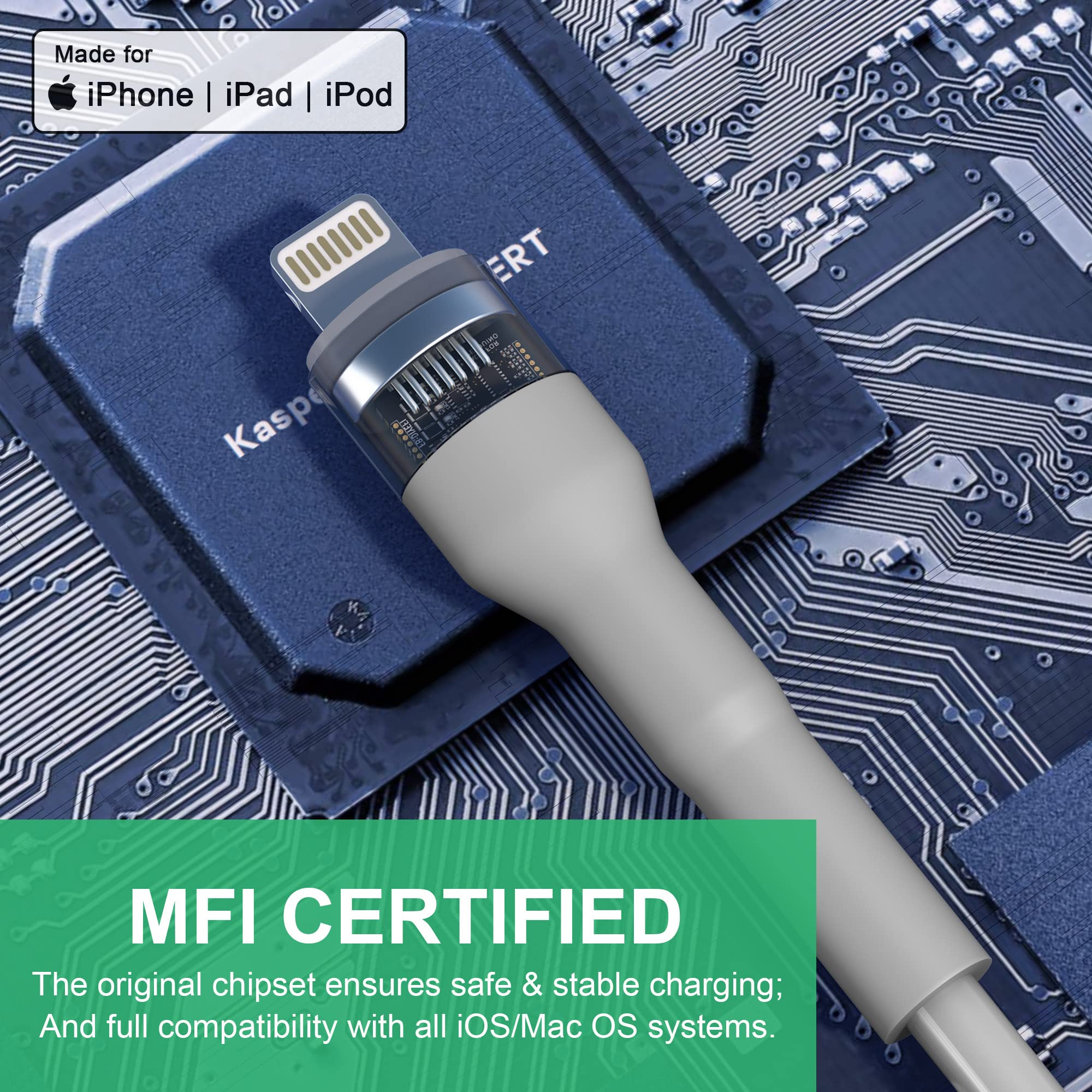 Coiled iPhone Lightning Cable Apple Carplay Cable MFi Certified, Retractable Apple Car Play Cord with Data Sync and LED, Short Coiled iPhone Charger Cable for iPhone/Pad/Pod, White