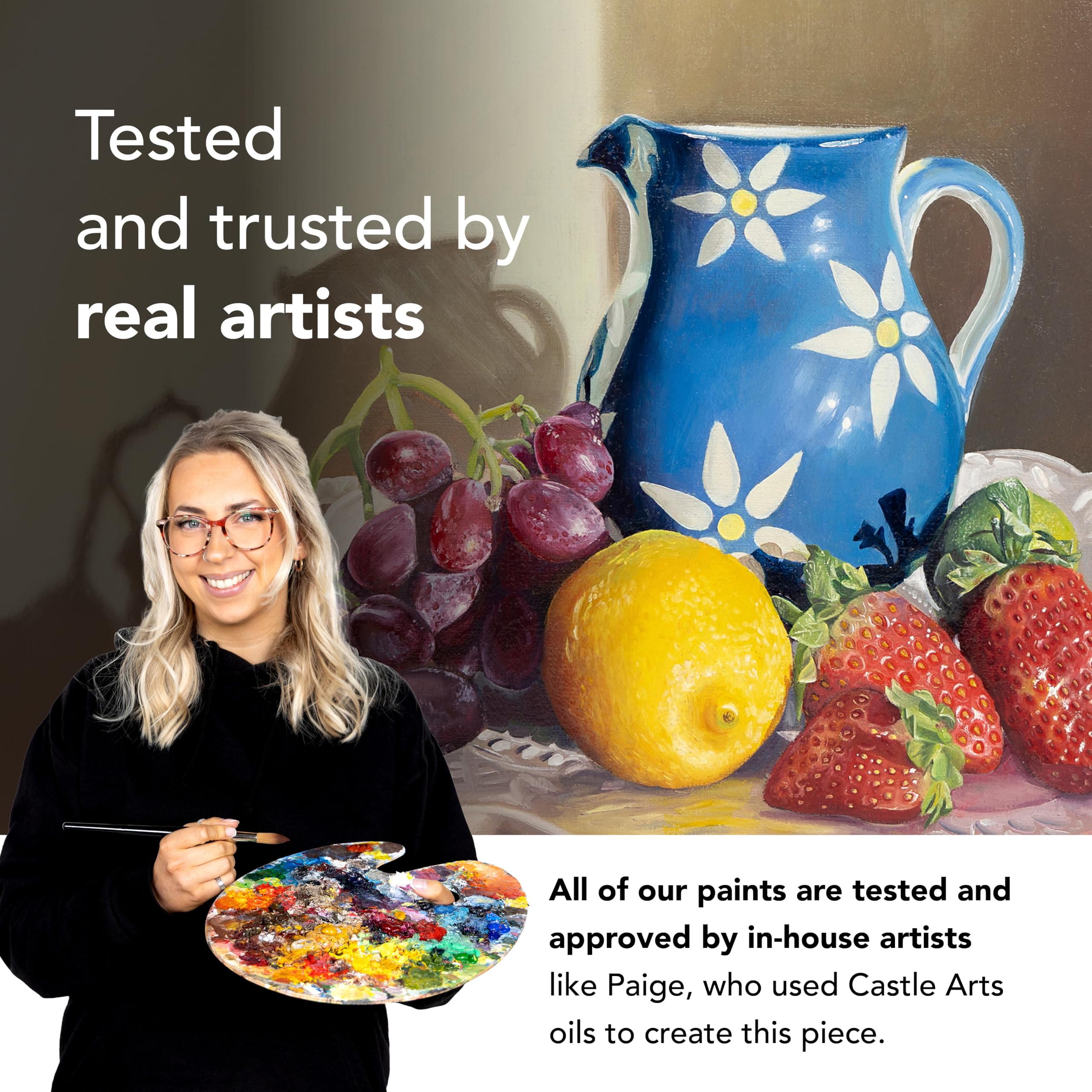 Castle Art Supplies 24 x 12ml Oil Paint Set | Great Value Set for Adult Artists, Beginners and Advanced | Vibrant Variety of Smooth-to-use Colors | In Impressive Presentation Box With Tutorial