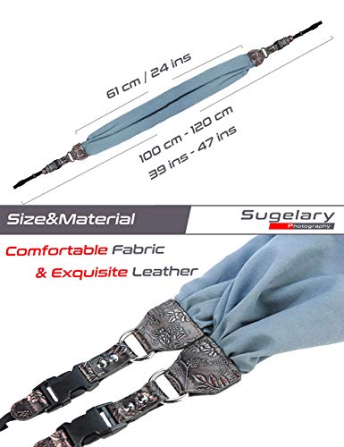 Sugelary Camera Shoulder Neck Strap, Vintage Fabric Satin Scarf Camera Strap for All DSLR Camera Nikon Canon Sony Pentax (Grey)