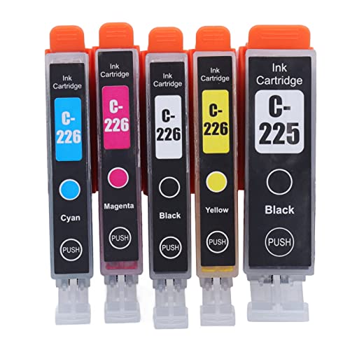 225-226 Ink Cartridge, Output Large Capacity Colorful Cartridge Combo Pack, for PIXMA IX6520 IP4820 IP4920 (BK BK C M Y 5 Colors)