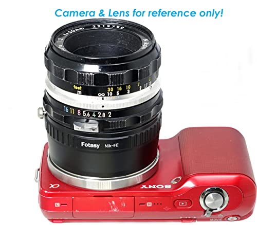 Fotasy Manual F Mount Lens to E-Mount Adapter, NK E Mount Adapter, Compatible with Nikon F Lens Sony a7 a7R a7s II III IV a9 a7c Alpha 1 a6600 a6500 a6400 a6300 a6100 a6000 a5100 a5000 a3500 ZV-E10
