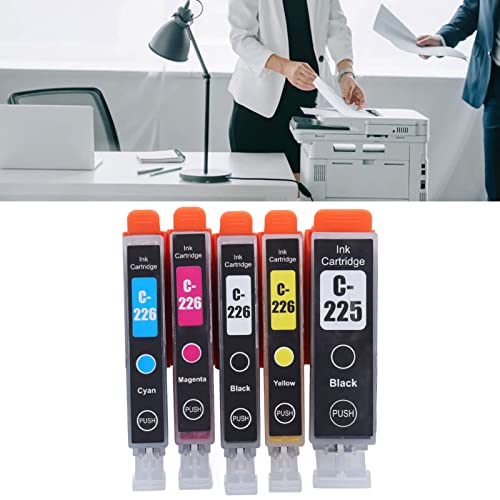 225-226 Ink Cartridge, Output Large Capacity Colorful Cartridge Combo Pack, for PIXMA IX6520 IP4820 IP4920 (BK BK C M Y 5 Colors)