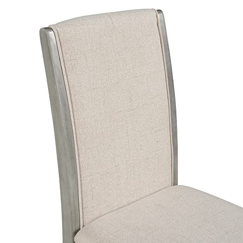 LUMISOL Upholstered Dining Chairs Set of 4, High Back Padded Dining Chairs with Solid Wood Legs, Modern Linen Fabric Kitchen Chairs (Gray + Beige)
