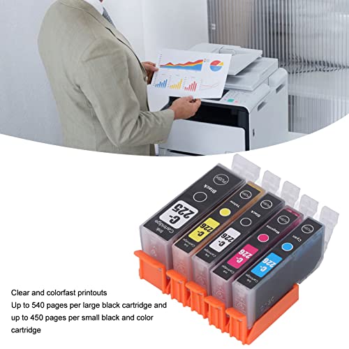 225-226 Ink Cartridge, Output Large Capacity Colorful Cartridge Combo Pack, for PIXMA IX6520 IP4820 IP4920 (BK BK C M Y 5 Colors)