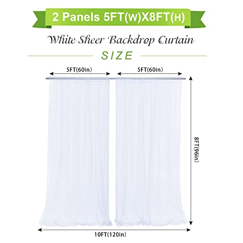 Tulle Backdrop Curtain for Parties 10ftx8ft Champagne Sheer Backdrop Curtain for Wedding Birthday 2Panles 5ftx8ft